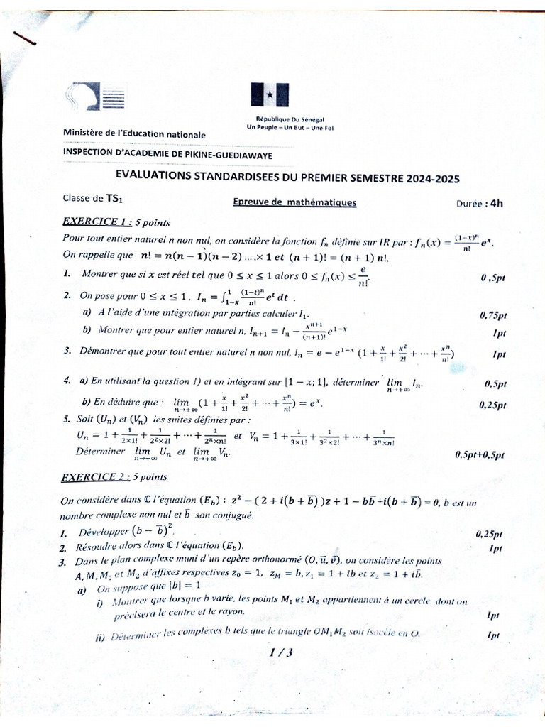 Composition Math TS1 IAPAG 2025 | PDF