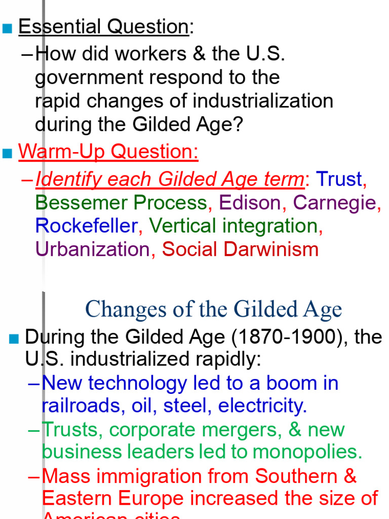 Gilded Age: Labor, Immigration, and Reform | PDF | Strike Action ...