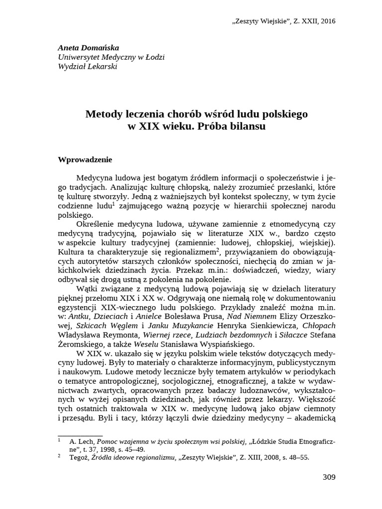 Aneta Domanska - Metody Leczenia Chorób Wśród Ludu Polskiego W XIX ...