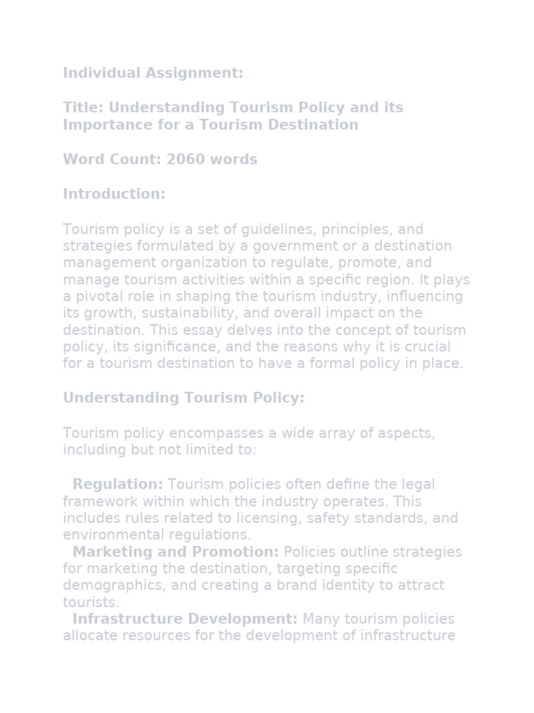 Importance of Tourism Policy Explained | PDF | Tourism | Sustainability