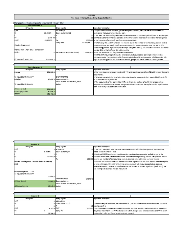 TVM Practical On 10 September Solutions For Students | PDF | Interest | Loans