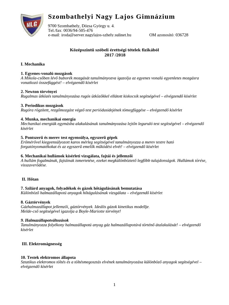 Kozepszintu Szobeli Erettsegi Tetelek Értékelőívvel | PDF
