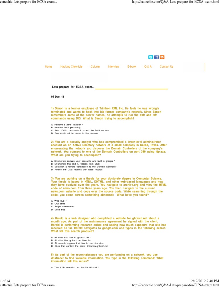 Cattechie - Lets Prepare For ECSA Exam... | PDF | Firewall (Computing ...