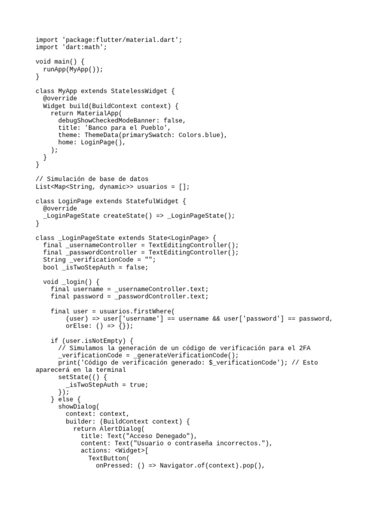 2FA Login DartPad - Actividad 3.3 | PDF | Information Technology Management | Computing