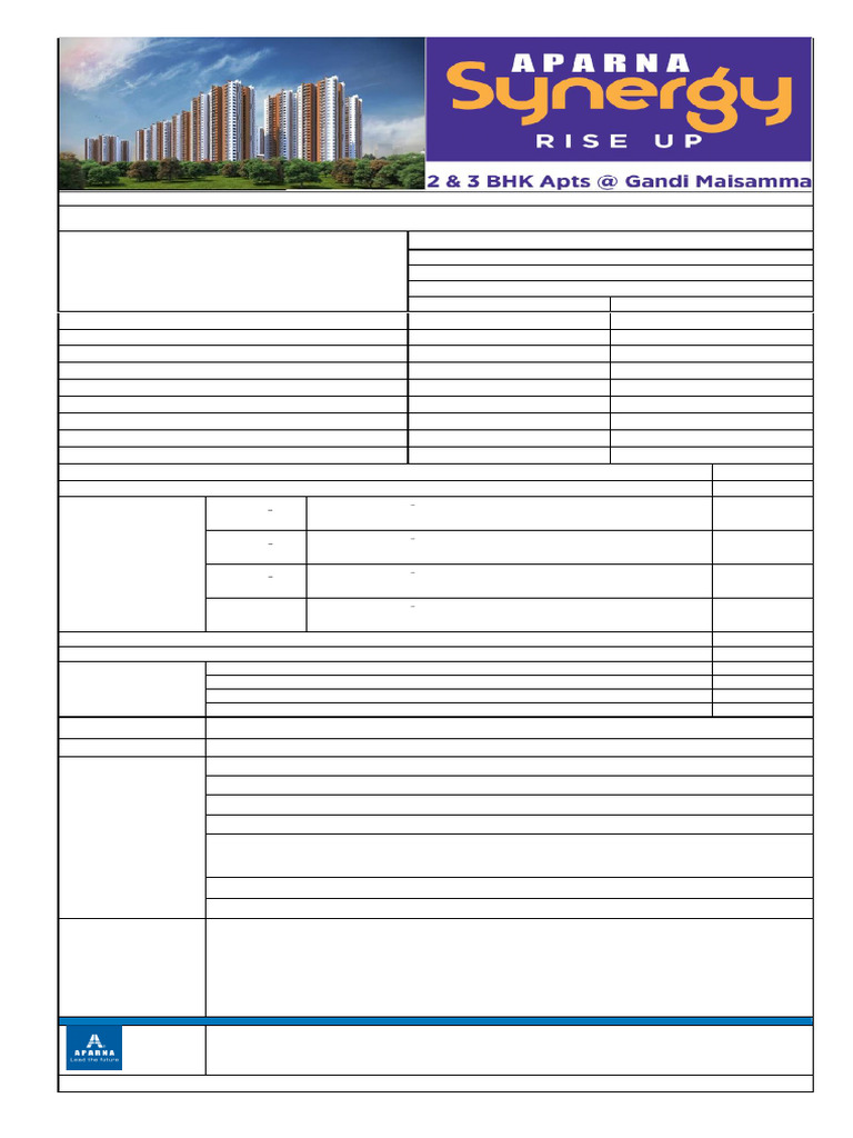 Aparna Synergy - Price List 5799 | PDF | Payments | Cheque