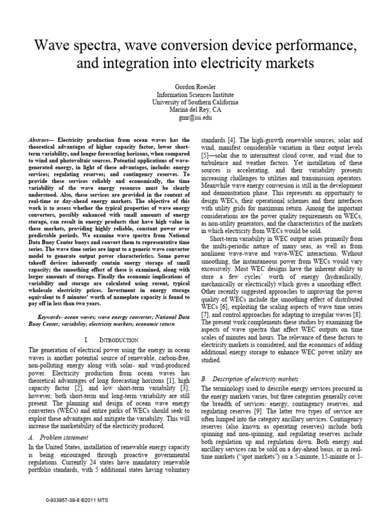 Wave spectra, wave conversion device performance, and integration into ...