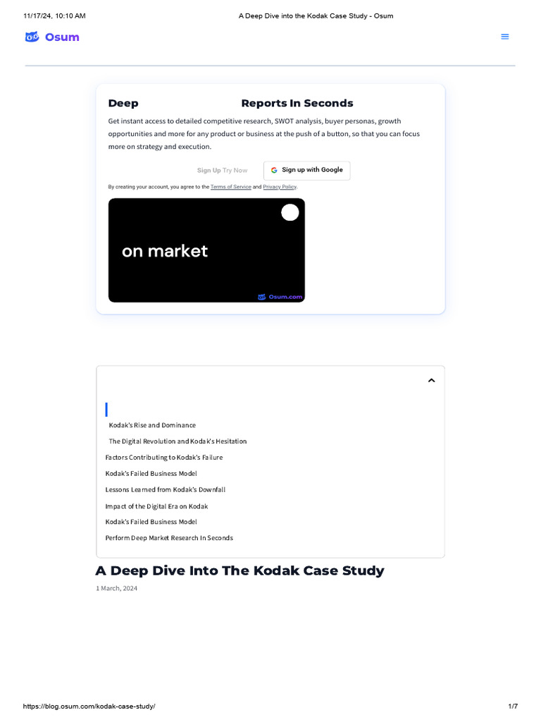 A Deep Dive Into The Kodak Case Study - Osum | PDF | Digital ...