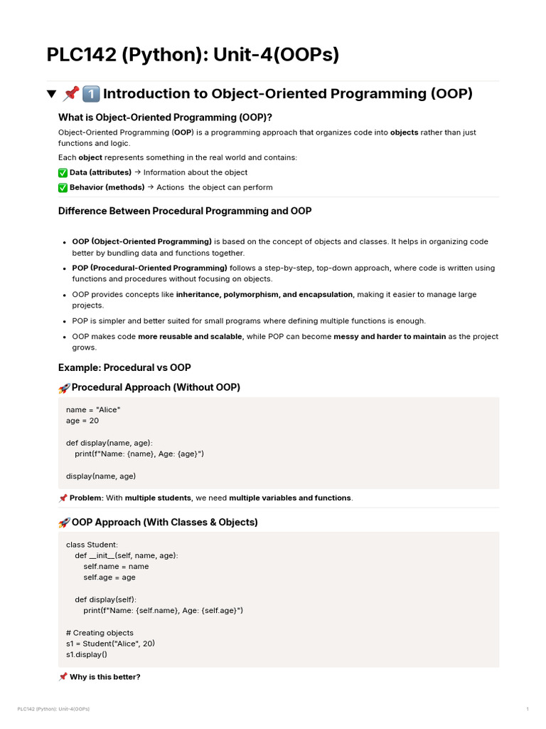 PLC142 - (Python) - Unit-4 (OOPs) A3 | PDF | Inheritance (Object Oriented Programming) | Method ...
