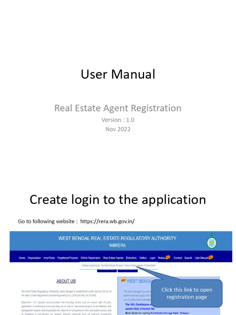 RERA UserManual AgentRegistration | PDF | Menu (Computing) | Computing