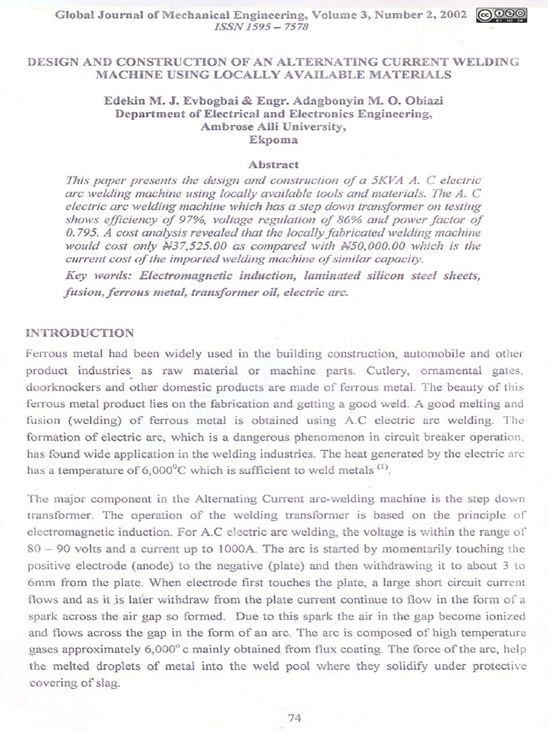 Design and Construction of An Alternating Current Welding Machine Using ...