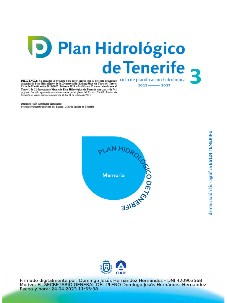 02 PHT 01 MEMORIA Feb23 Firmado | PDF | Agua | Suministro de agua