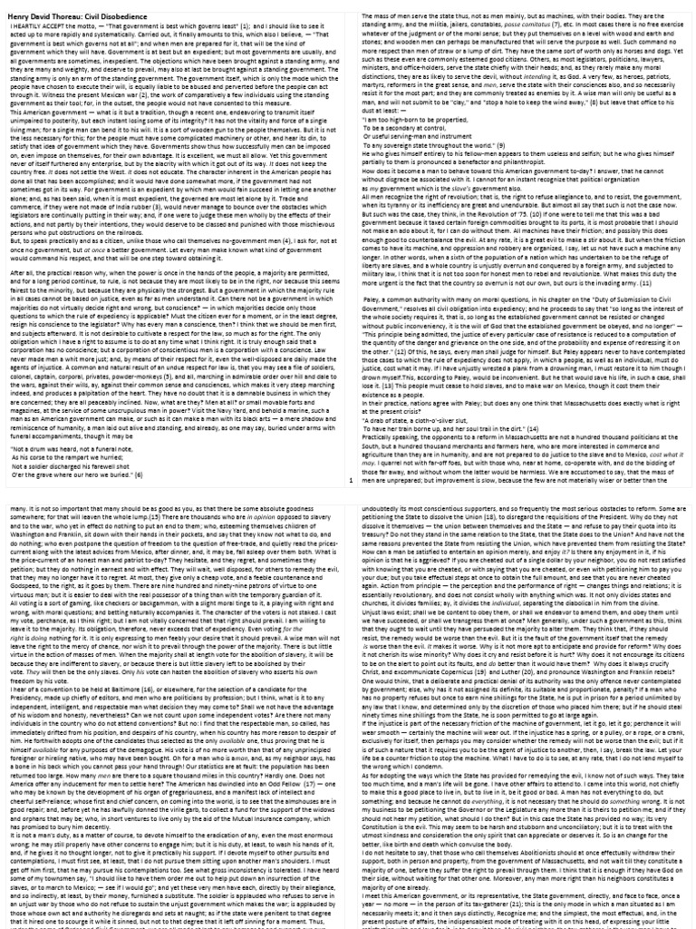 0.5 - Thoreau - Civil Disobedience - Complete Text | PDF | Civil ...