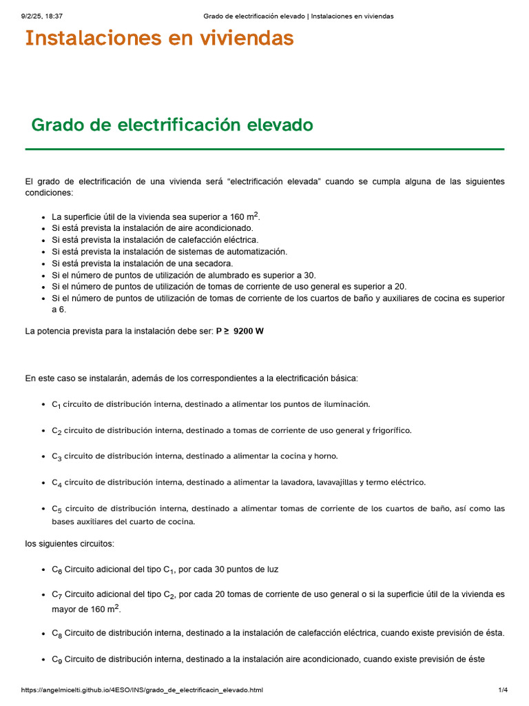 Grado de Electrificación Elevado - Instalaciones en Viviendas | PDF | Tecnologías sostenibles ...