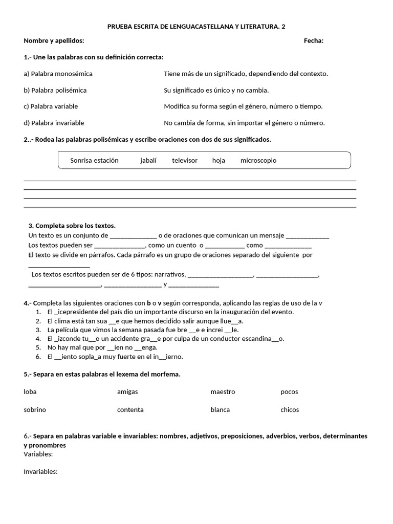 Ud2 y Ud 3. Lengua | PDF | Palabra