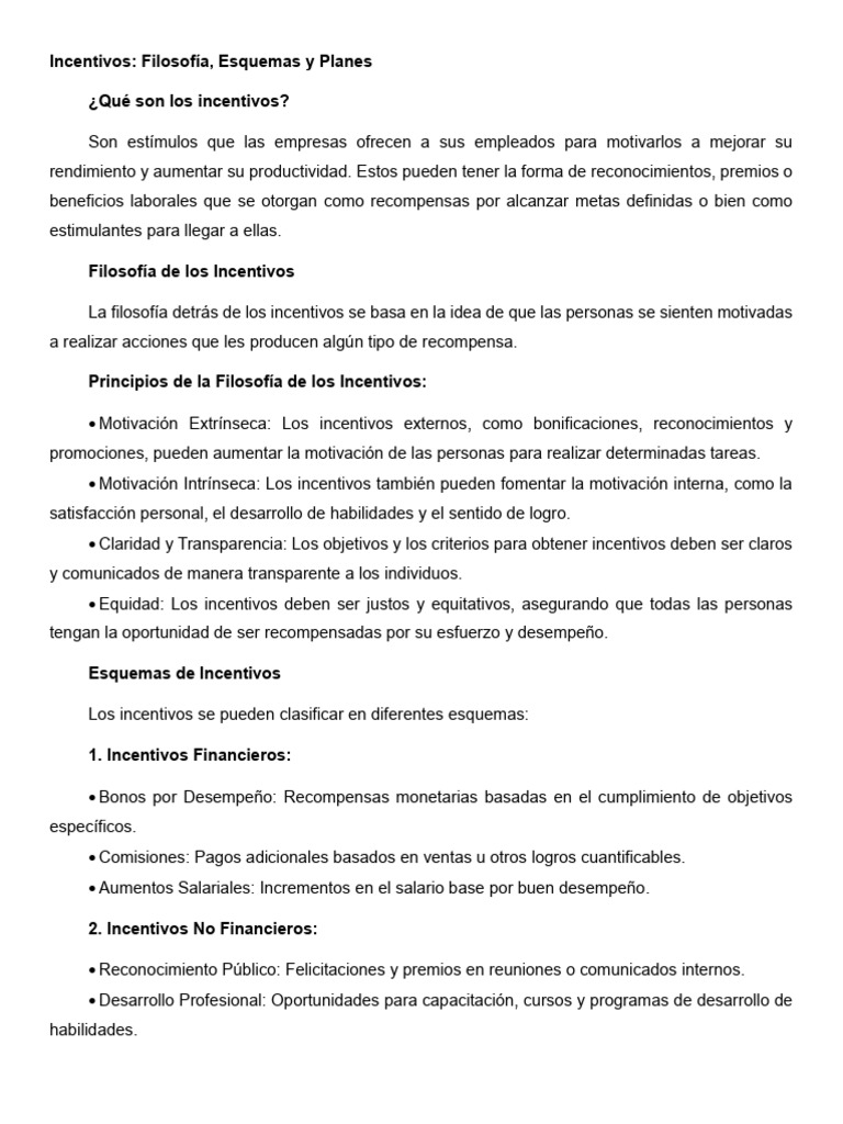 Incentivos | PDF | Motivación | Motivacional