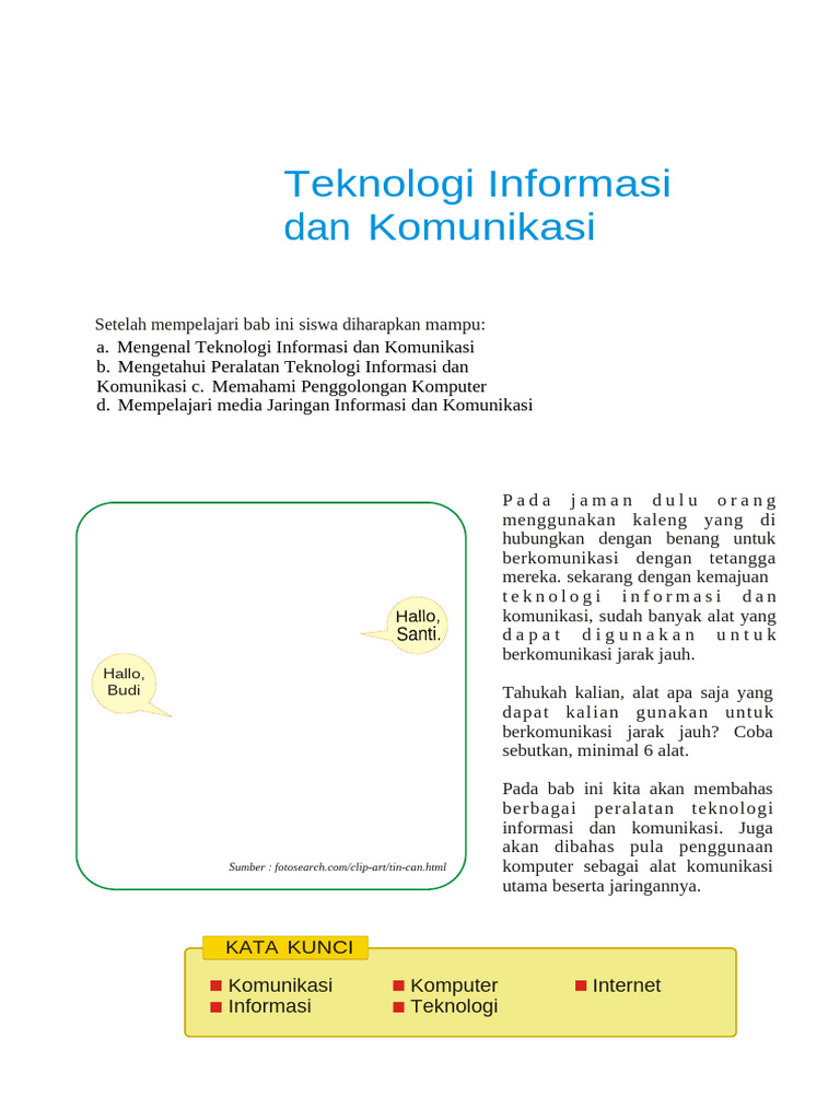 TIK Kelas 7. Bab 1. Teknologi Informasi Dan Komunikasi | PDF