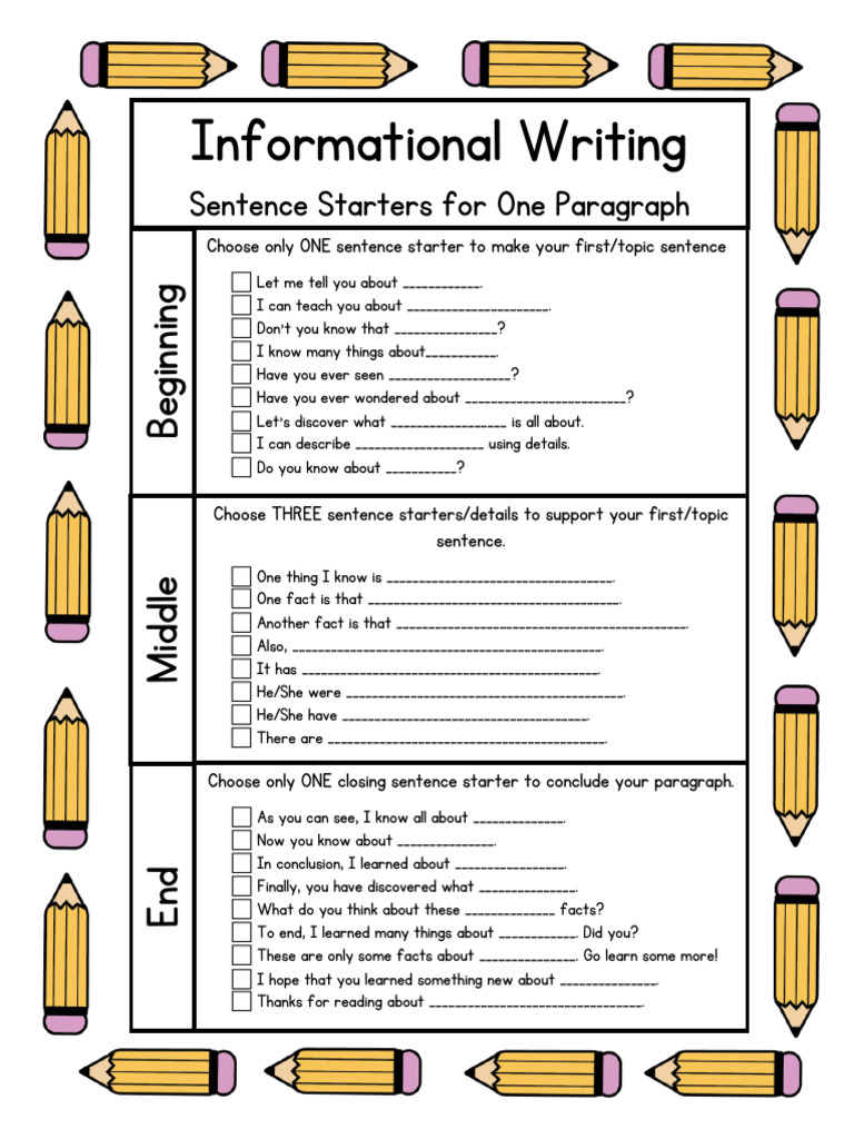 Sentence Starters | PDF