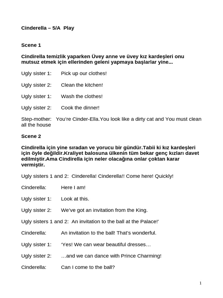 Cinderella: A Play Script | PDF | Cinderella | Literary Motifs