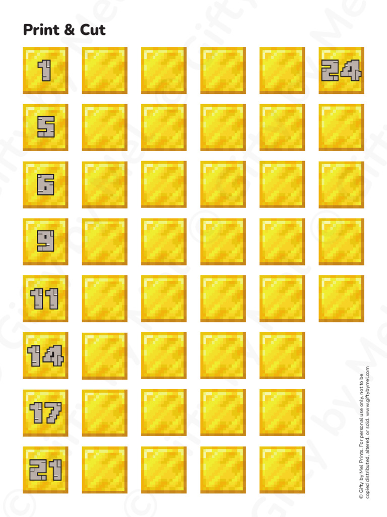 Gifty by Mel Minecraft Advent Calendar Template | PDF