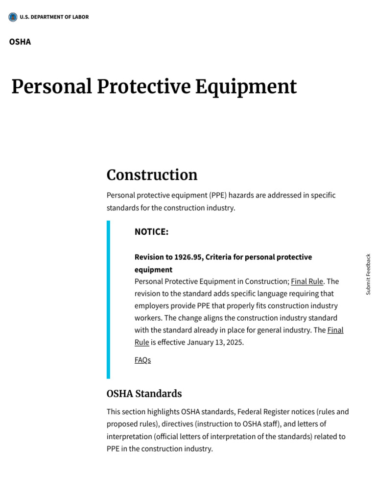 Personal Protective Equipment - Construction - OSHA - Gov ...