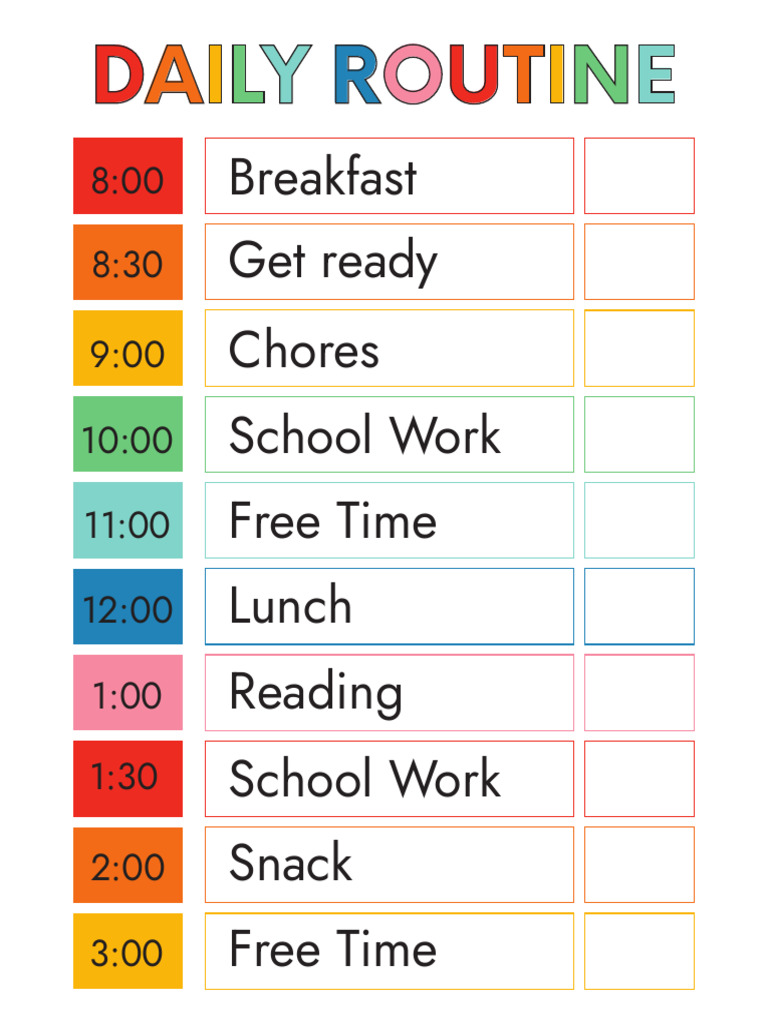 Daily Routine Chart for Autism | PDF