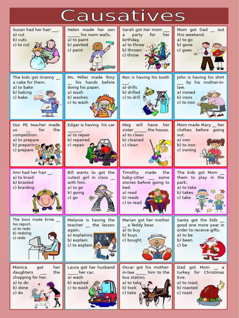 Causatives - Exercises B - W Version Included | PDF