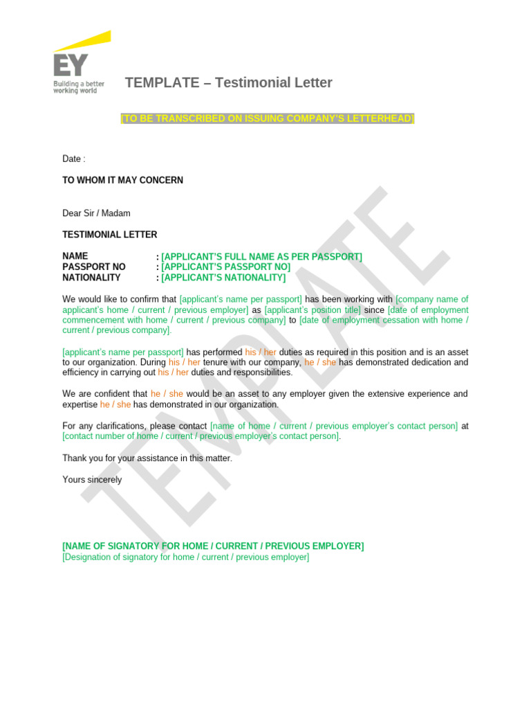 TEMPLATE - Testimonial Letter 20230905 | PDF