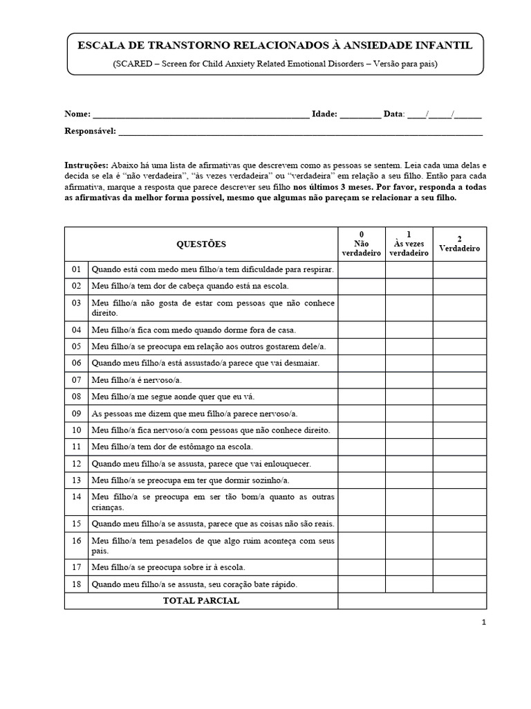 SCARED - Versão dos pais (1) 2 | PDF