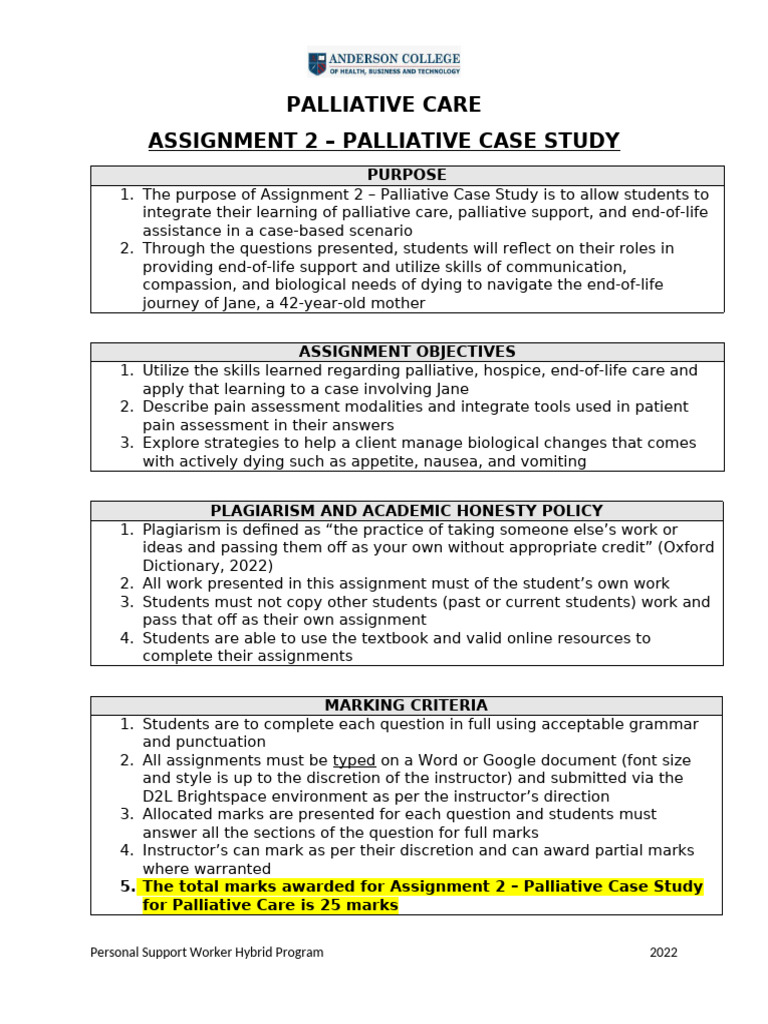 Palliative Care Case Study Assignment | PDF | Palliative Care | End Of Life Care