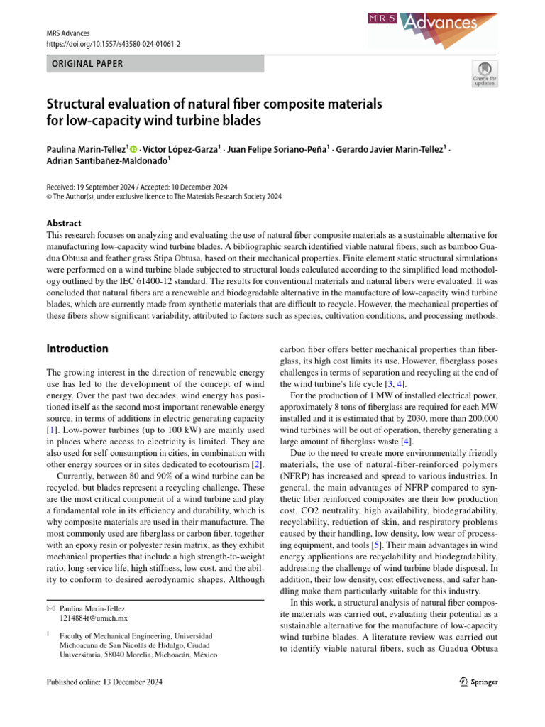 Natural Fiber Composites for Wind Blades | PDF | Wind Turbine ...