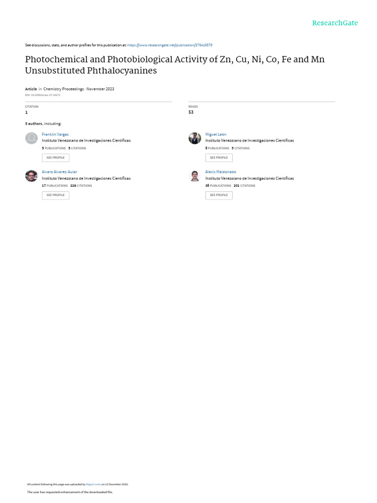 Photochemical and Photobiological Activity Phthalocyanines | PDF ...