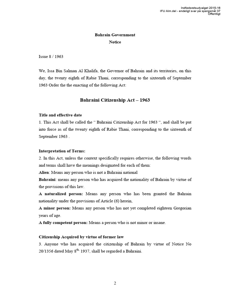 1652807 | PDF | Bahrain | Naturalization