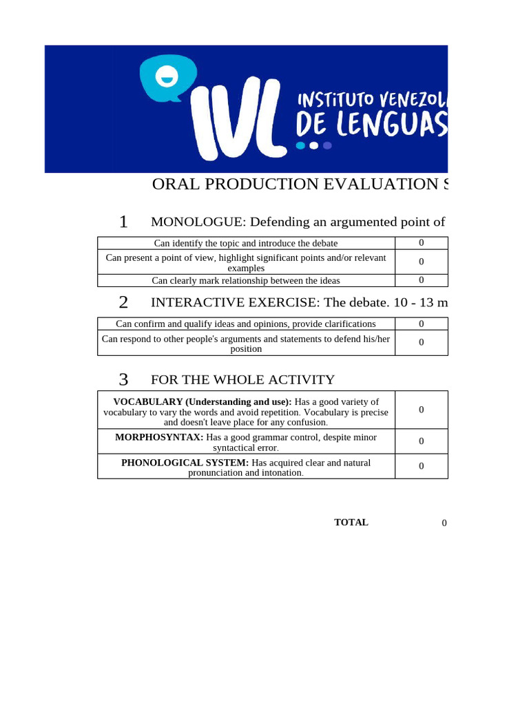 Oral Evaluation Sheet | PDF