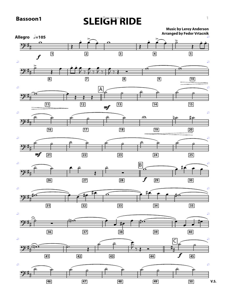 SLEIGHRIDE-D - VOCAL Bassoon1 | PDF | Compositions
