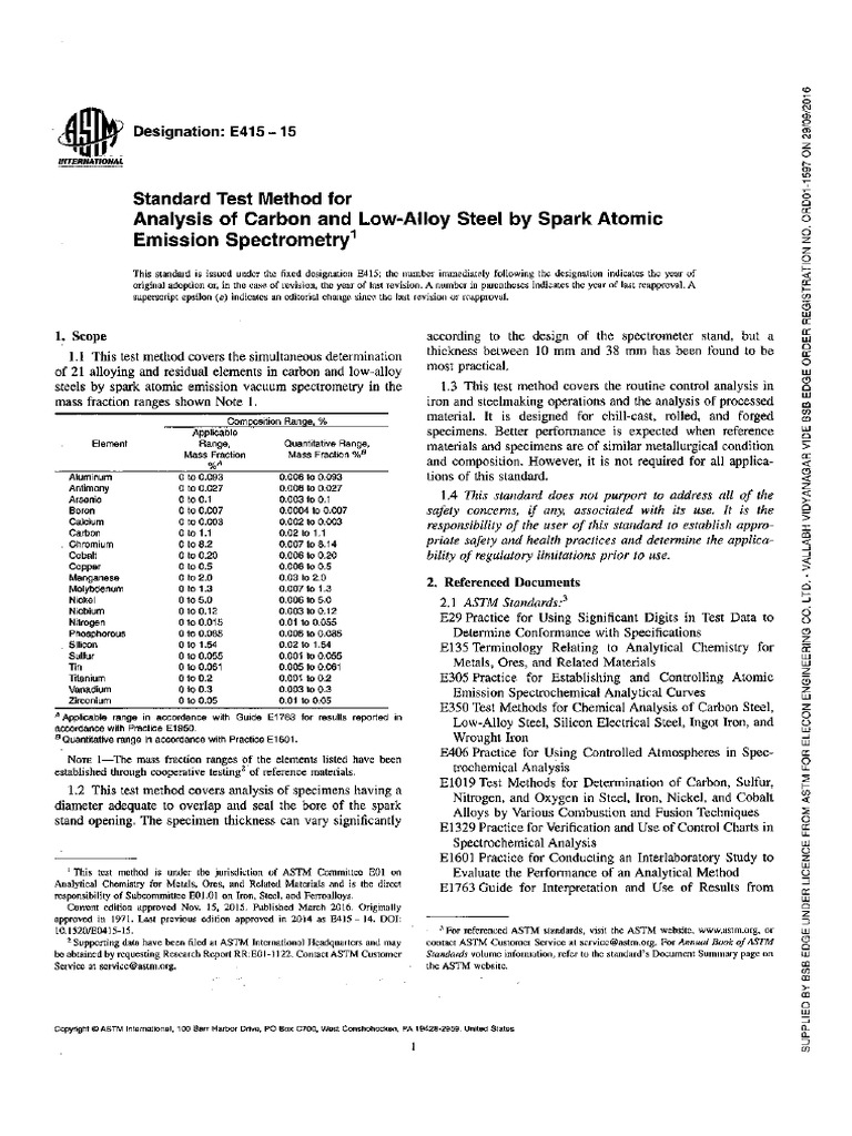 Astm E415-15 | PDF
