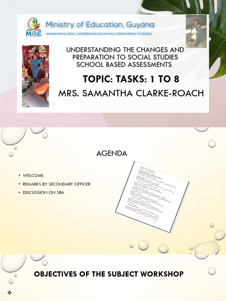 Social Studies SBA: Key Changes & Tasks | PDF | Chart | Questionnaire