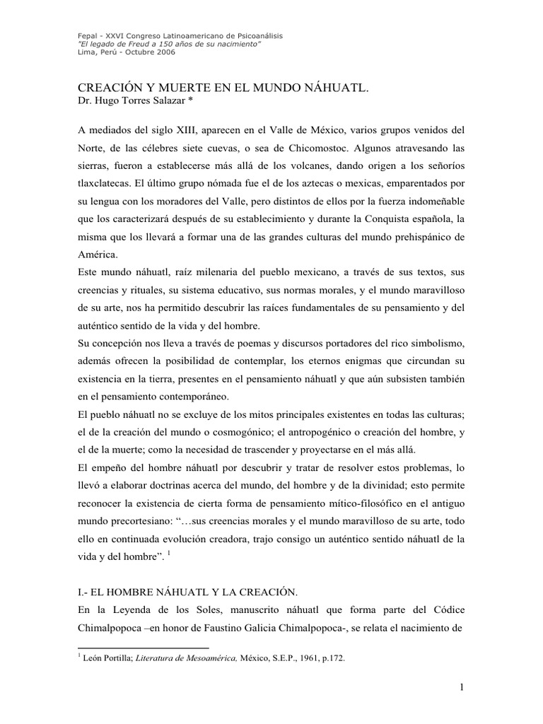 Creación y Muerte en El Mundo Náhuatl. | PDF | Náhuatl | México