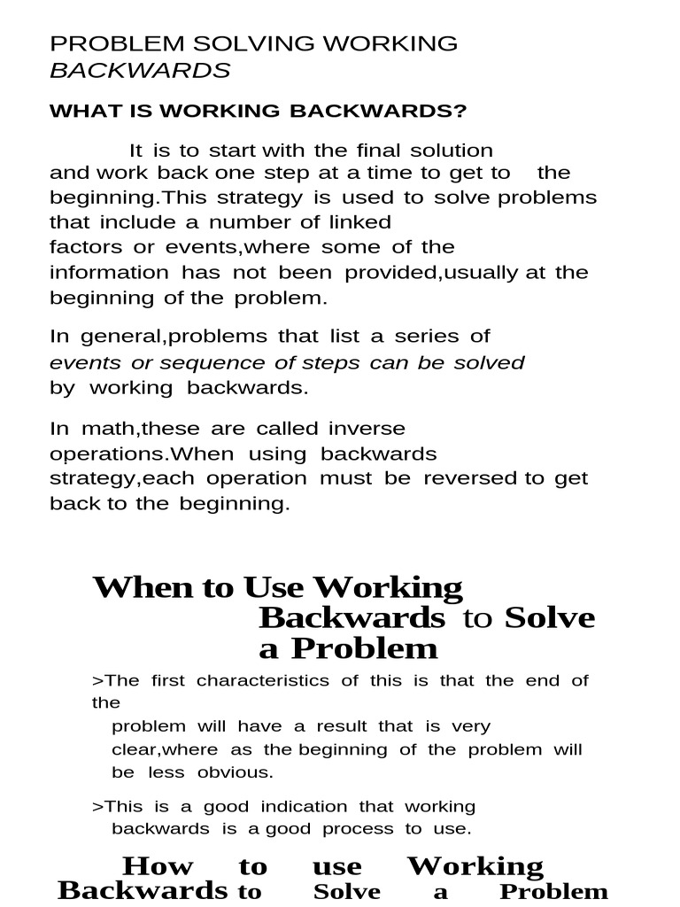 WORKING BACKWARDS_ESCOBAL | PDF | Mathematics