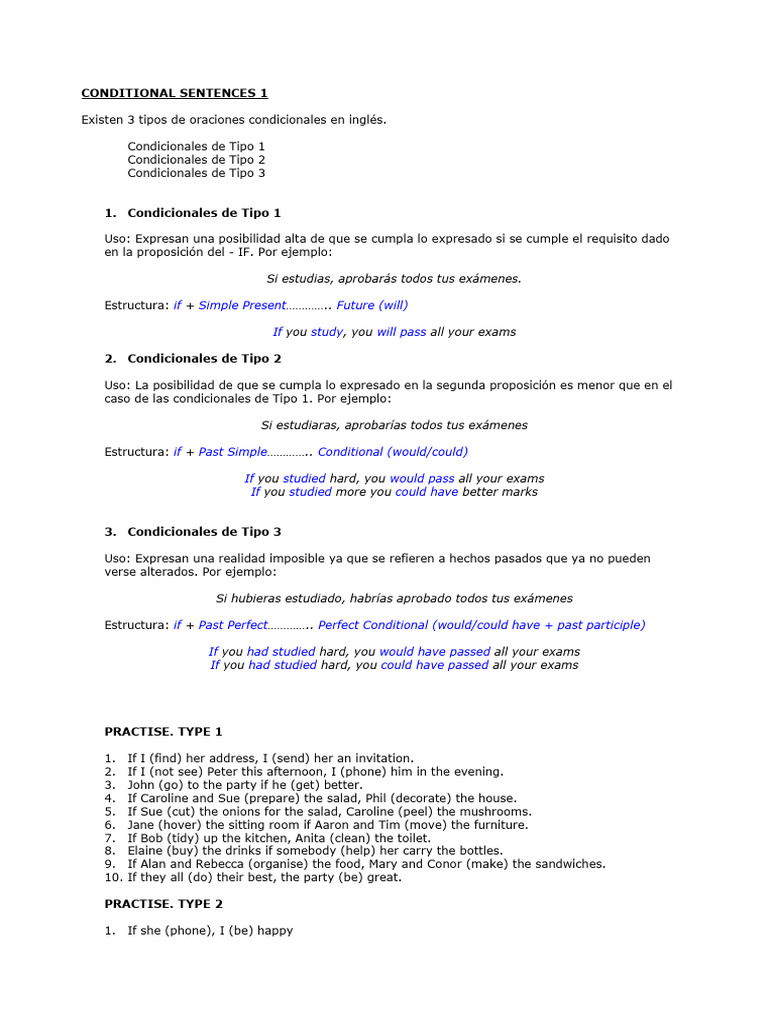 condicionales y wish | PDF