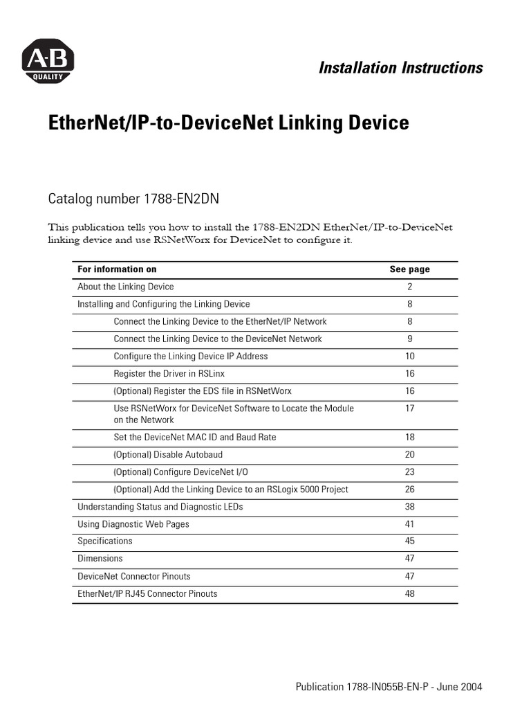 1788 In055_ en p EtherNet to DeviceNet | PDF | Computer Network | Ip ...