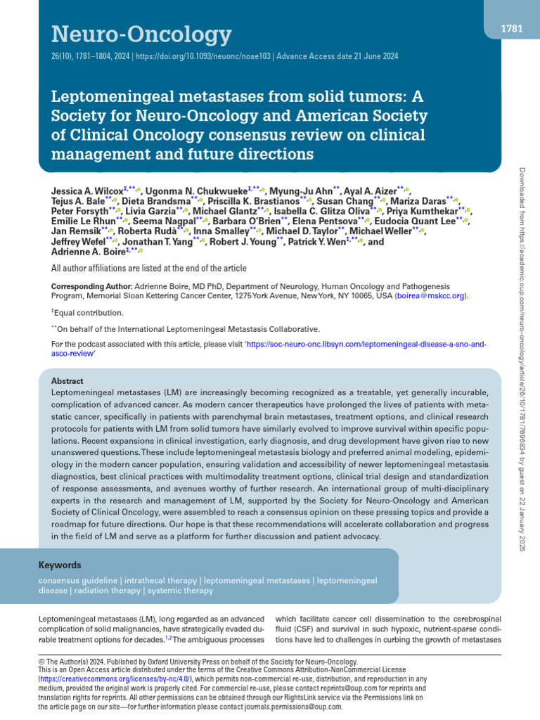 LMD | PDF | Cerebrospinal Fluid | Metastasis