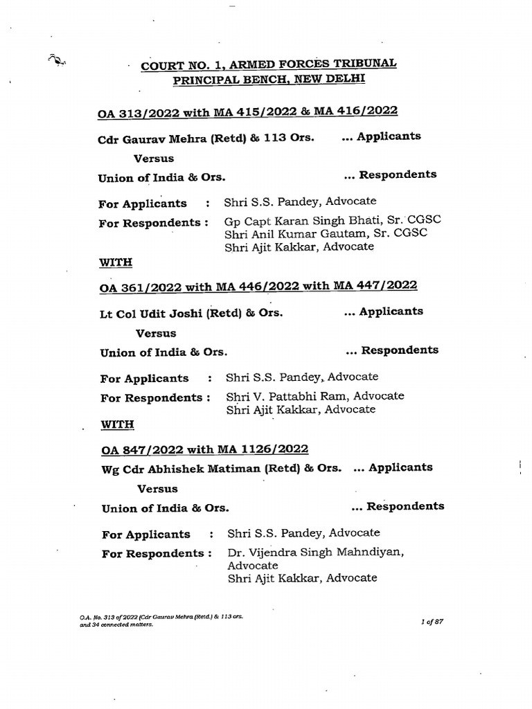AFT Verdict On OROP For PMR - OA 191of 2025 Arun Kumar | PDF