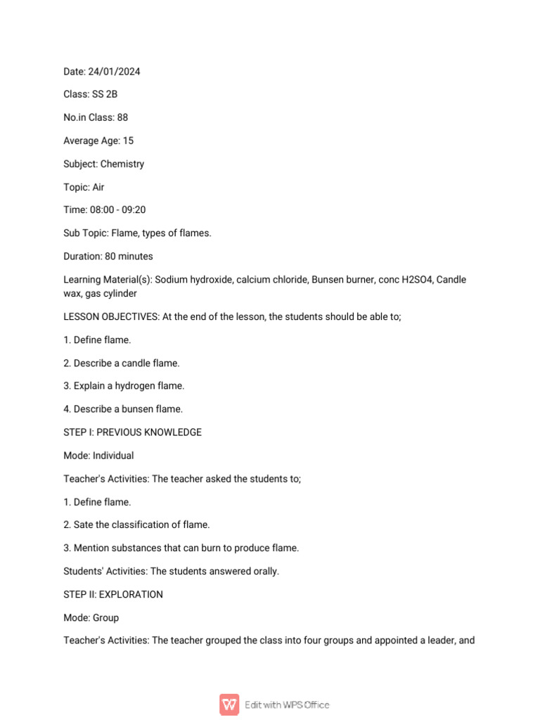 7384_ Lesson note 6a | PDF | Chemistry | Hydrogen