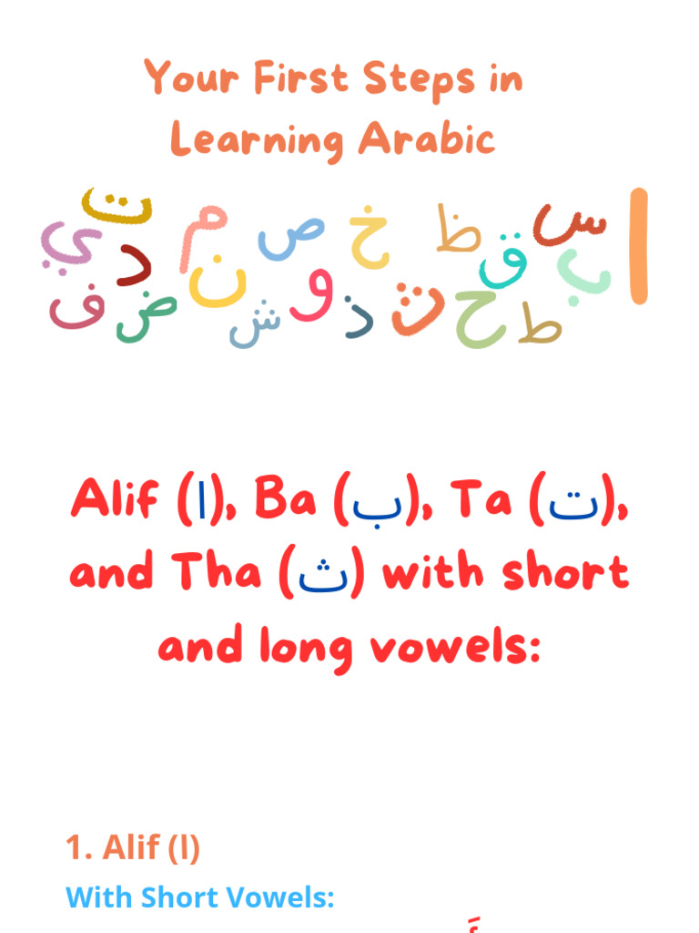 1st alif till tha vowels arabic-english | PDF
