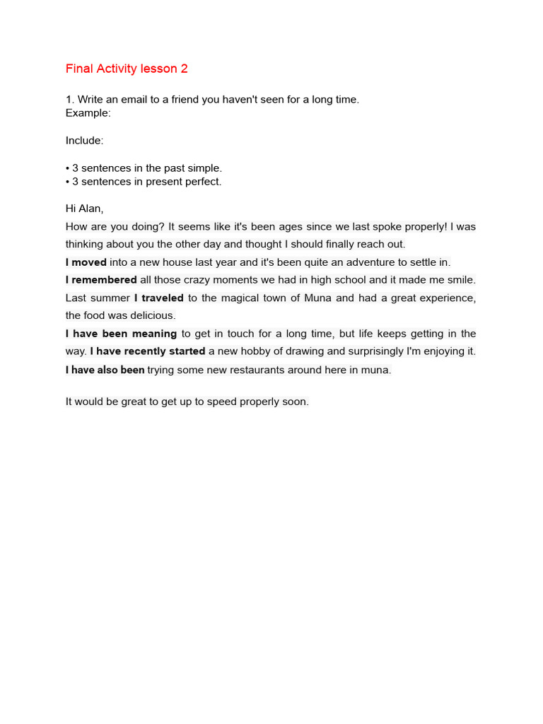 Write a Catch-Up Email to a Friend | PDF