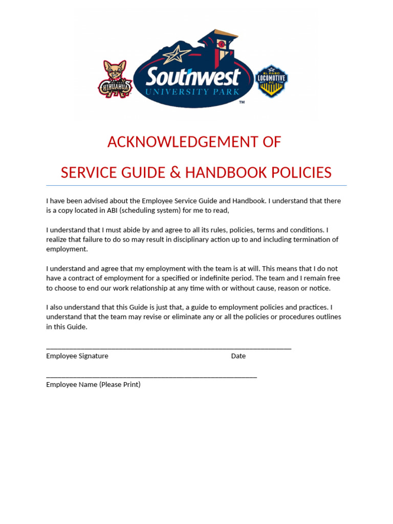 Acknowledgement+of+Service+Guide+&+Handbook+Policies | PDF