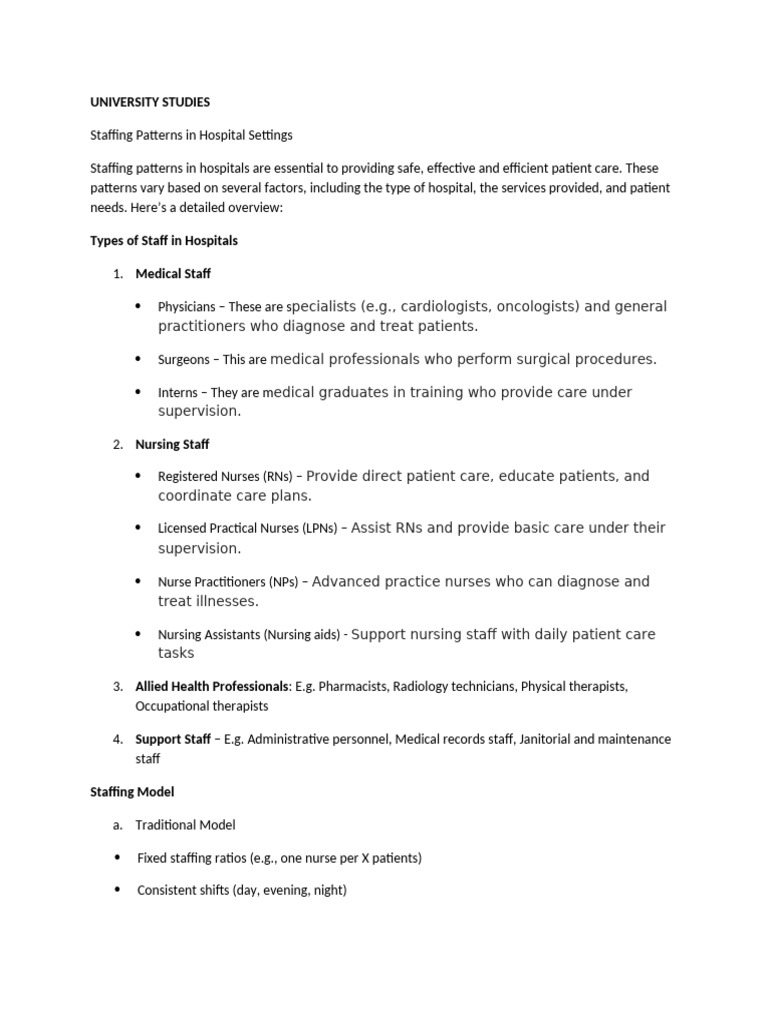 Staffing Patter-WPS Office | PDF | Nursing | Health Professional