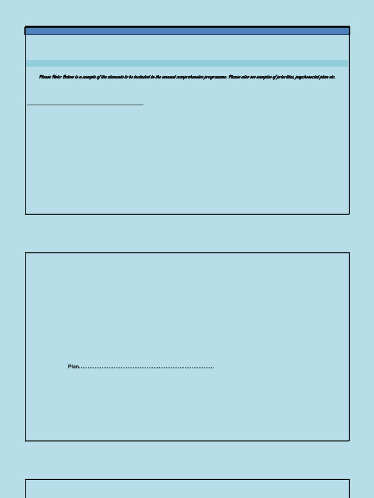 Comprehensive Programme Sample & Psychosocial Plan Sample | PDF ...
