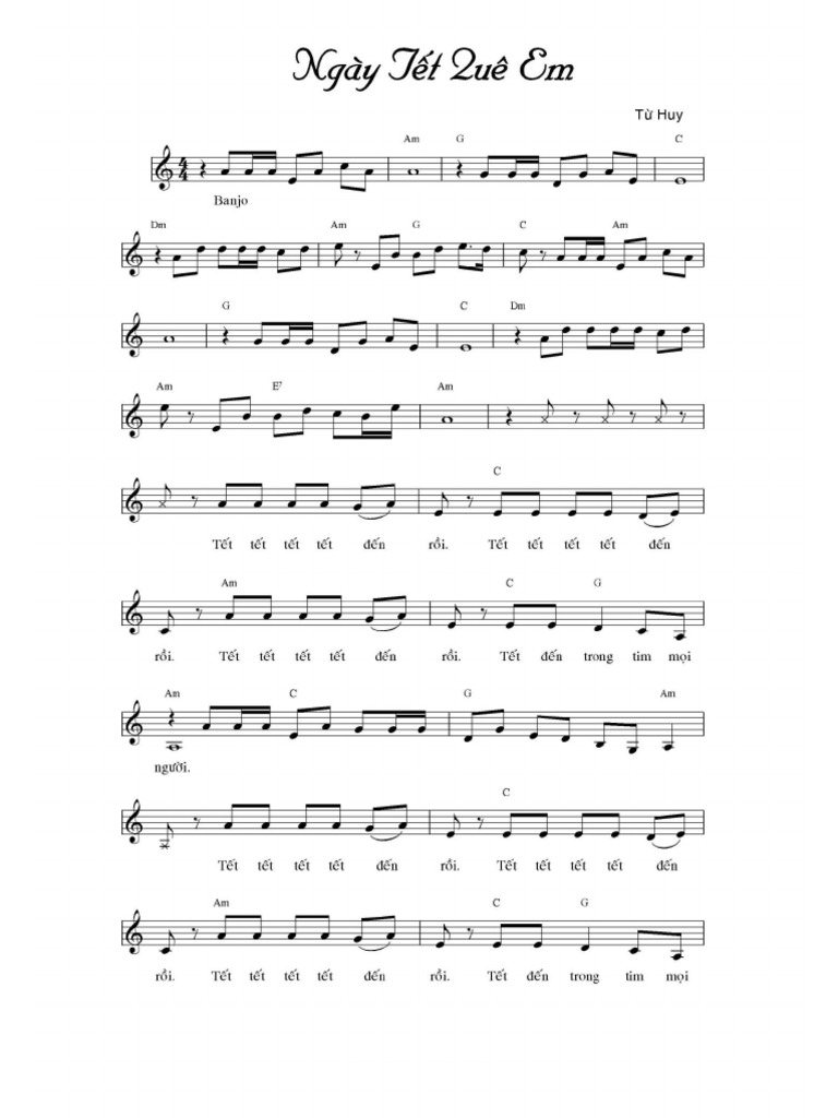 Sheet Nhac Piano Ngay Tet Que em | PDF