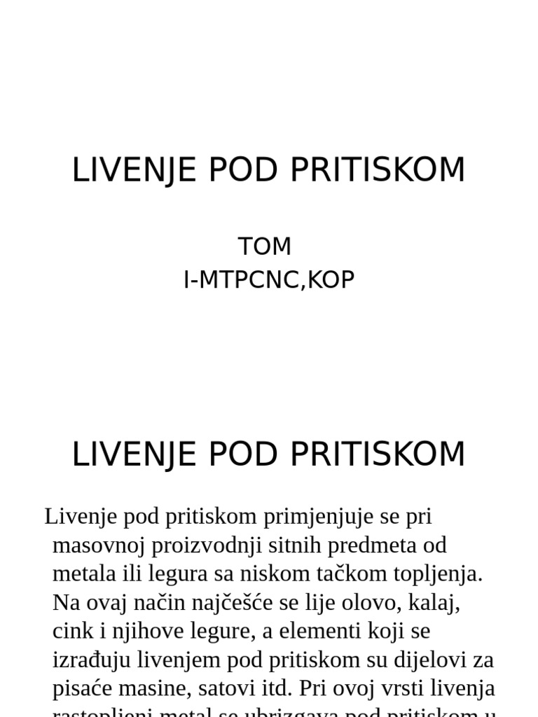 Livenje Pod Pritiskom | PDF